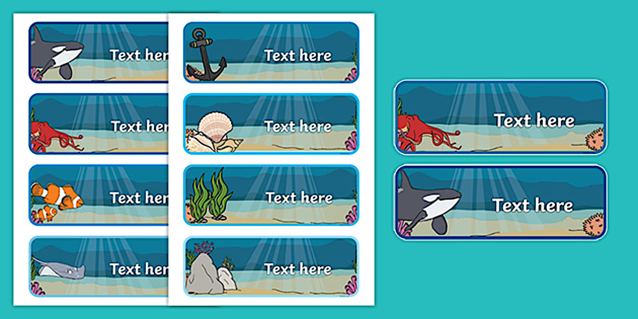 Ocean Theme Tote Tray Labels | Twinkl (teacher made)