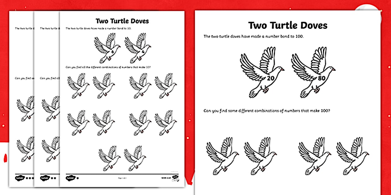 Middle Ability Two Turtle Doves Worksheet (teacher made)