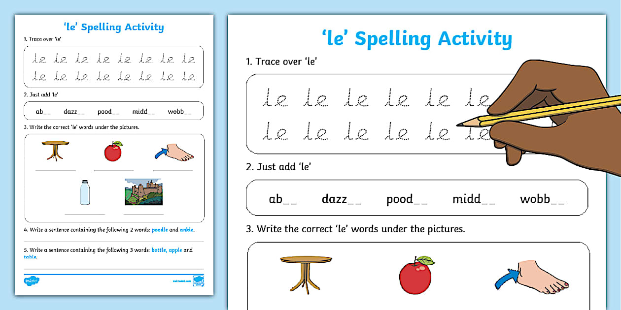 Words Ending In 'le' Spelling Activity - KS1 Resources