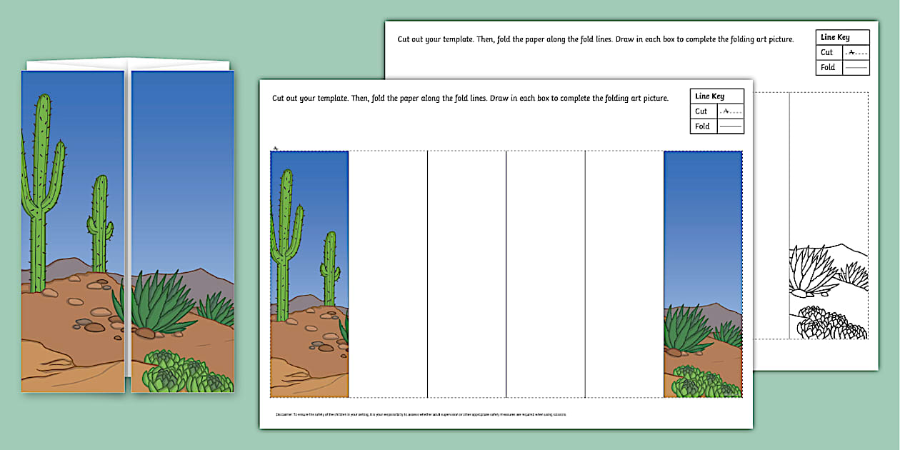 Desert Folding Art Template (teacher made) - Twinkl