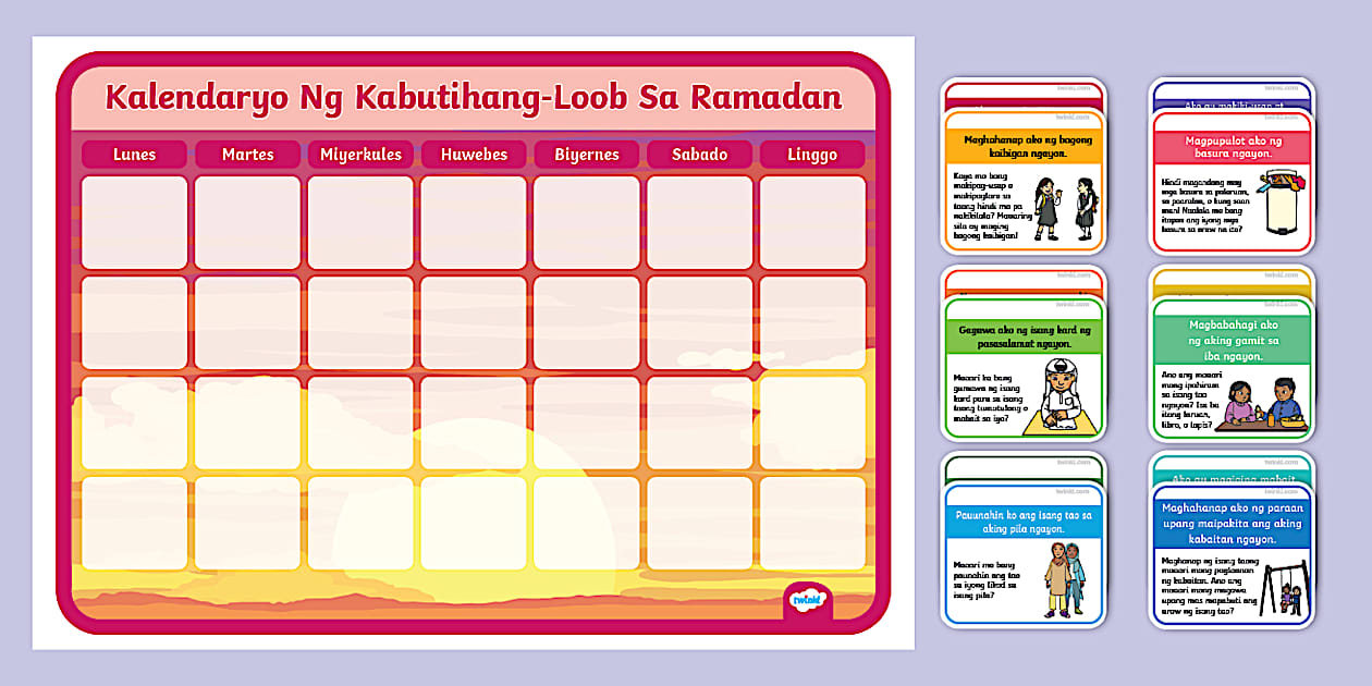 Kalendaryo Ng Kabuting-Loob Sa Ramadan | Philippines | Twinkl
