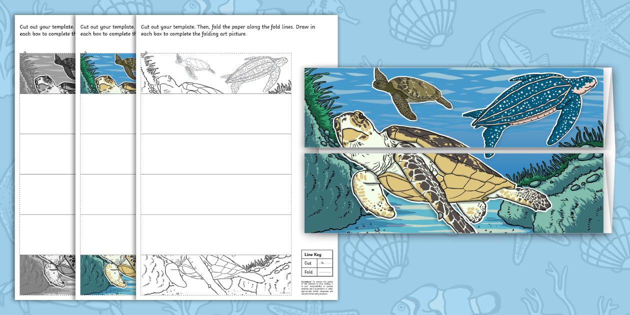 Turtle Folding Art Template (teacher made) - Twinkl