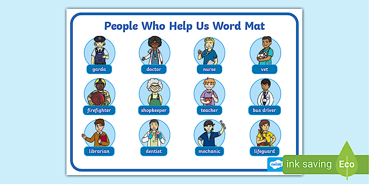 People Who Help Us Word Mat (teacher made) - Twinkl
