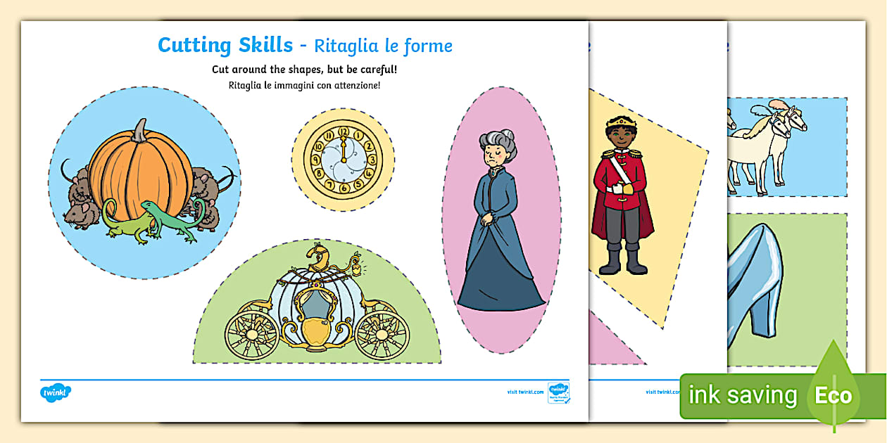 Cinderella Cutting Skills Worksheet / Worksheet English/Italian ...