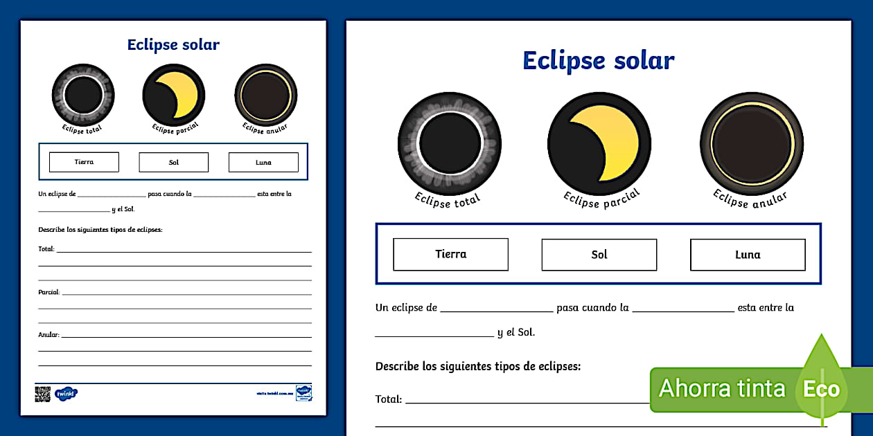 Hoja de actividad: Eclipse solar (teacher made) - Twinkl