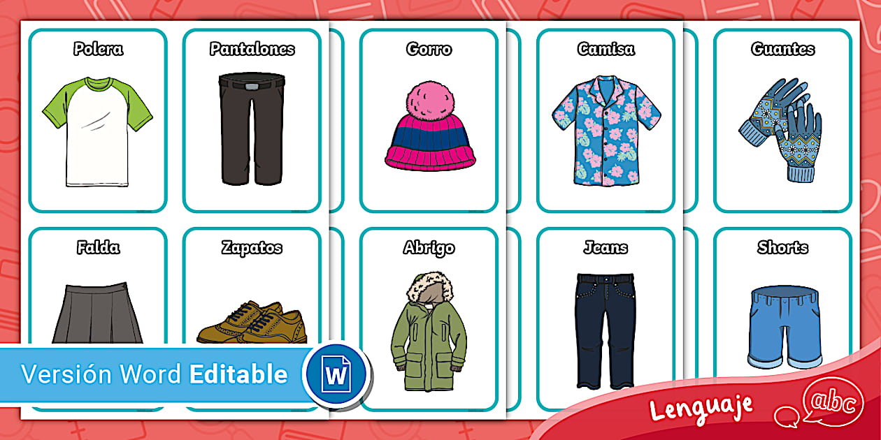 Tarjetas | Vocabulario | Ropa