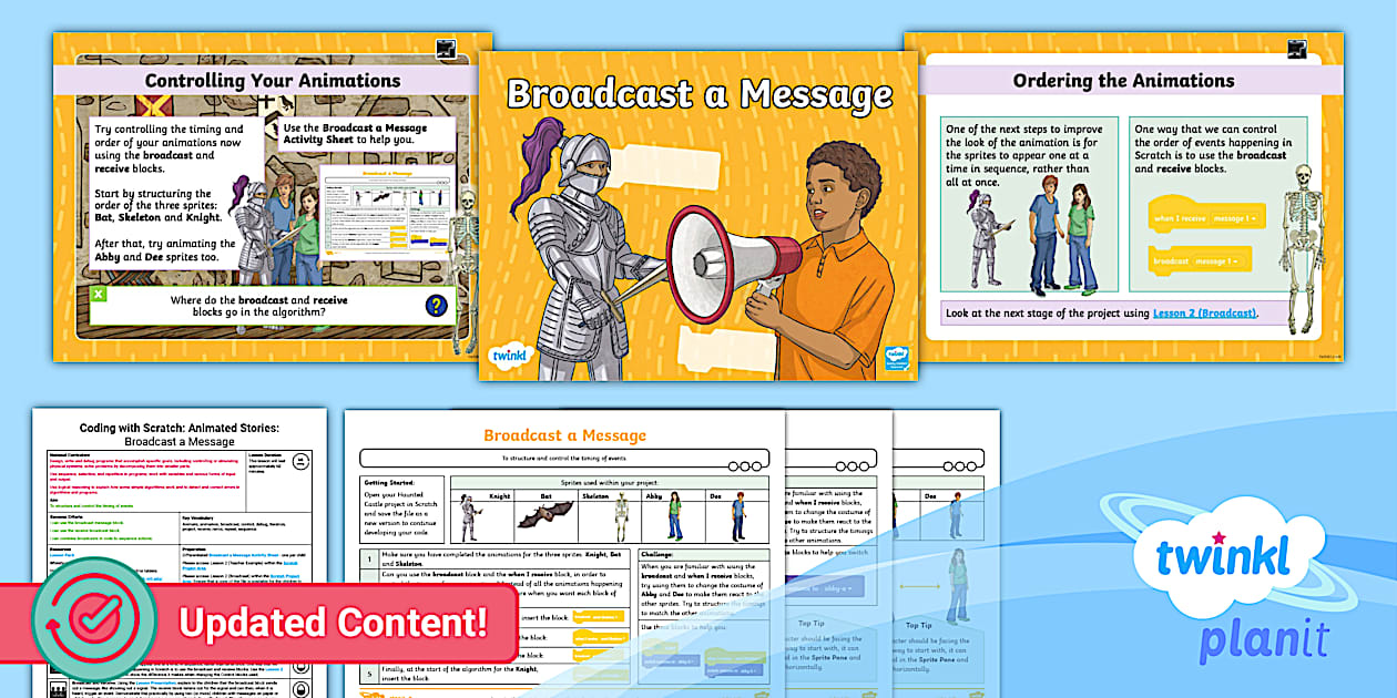 Y6 Coding With Scratch Animated Stories Broadcast A Message