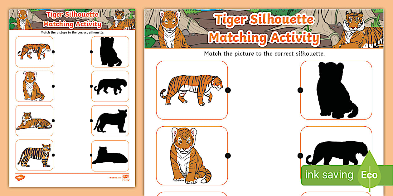 Tiger Silhouette Matching Activity (teacher made) - Twinkl