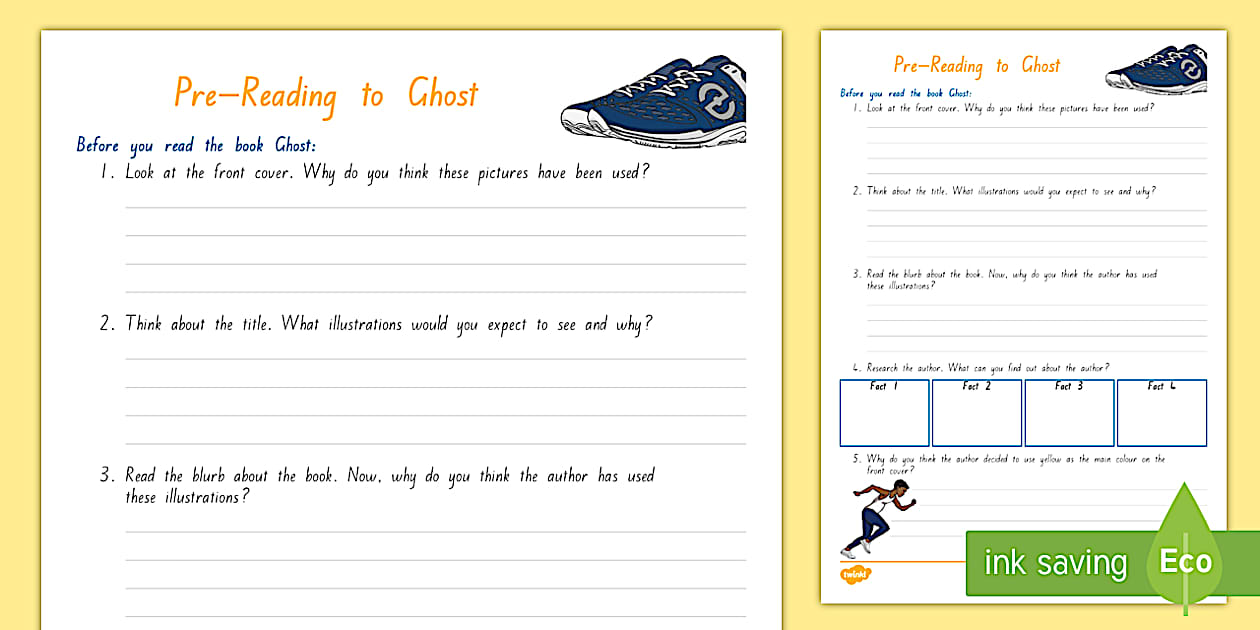 Years 5 and 6 Chapter Chat Pre-Reading Worksheet / Worksheet