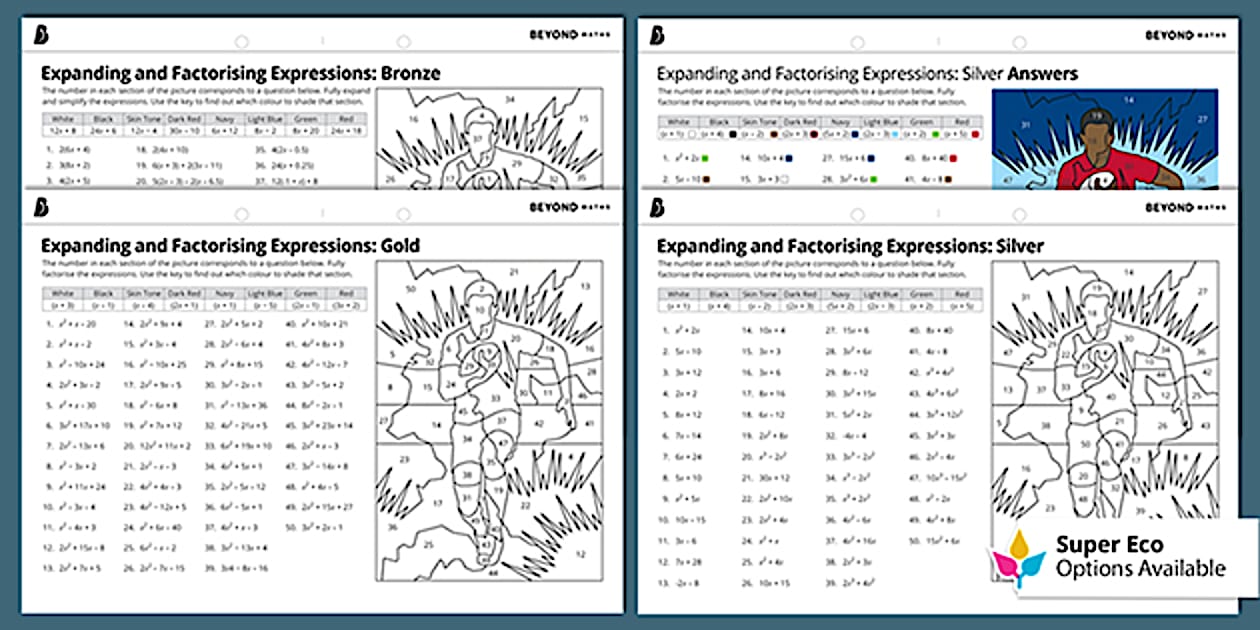 👉 Expanding and Factorising Expressions Worksheet | Beyond