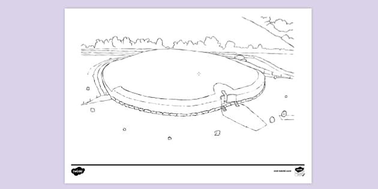 Newgrange Aerial View Colouring | Colouring Sheets - Twinkl