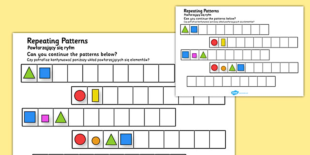 Repeating Patterns Shapes and Colours Polish Translation