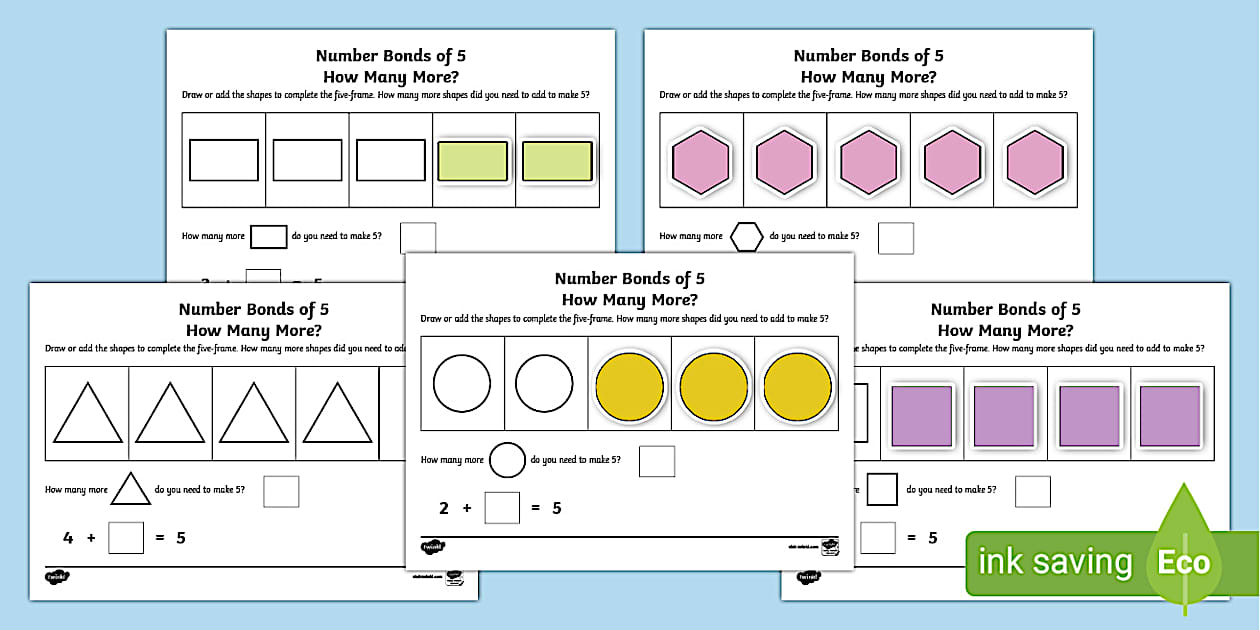 👉 Number Bonds to 5 How Many More? Activity - Twinkl