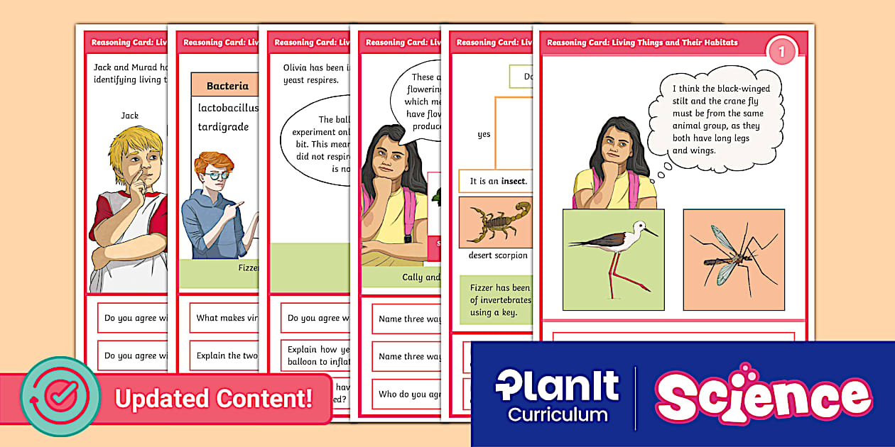 Science: Living Things and Their Habitats: Year 6 Reasoning Cards