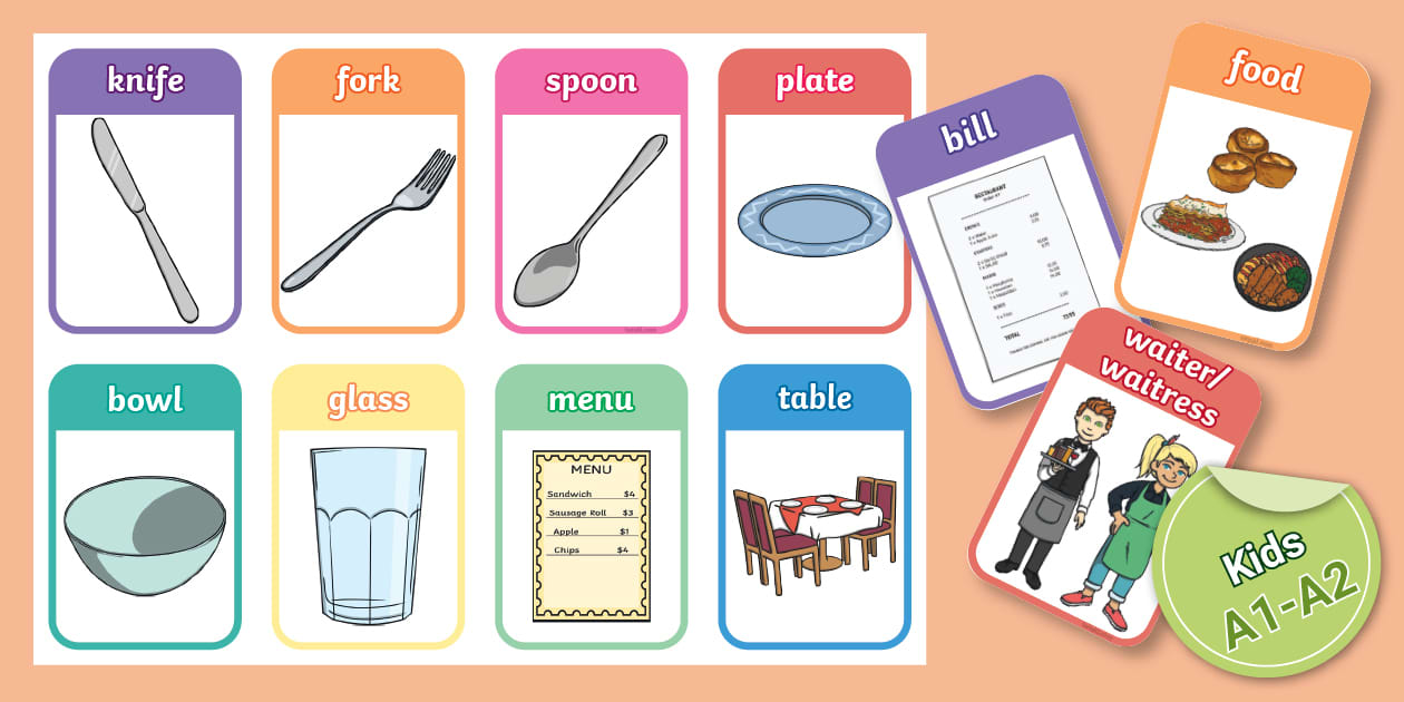 ESL At a Restaurant Flashcards for Children (Teacher-Made)