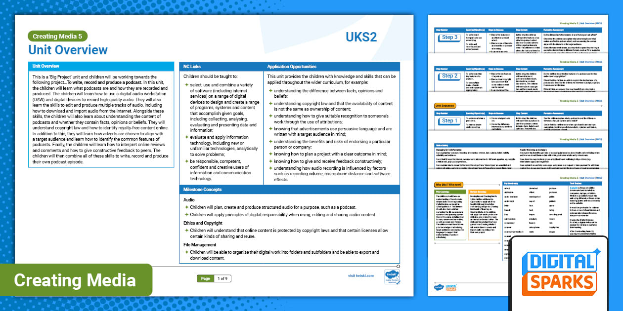 Digital Sparks: Creating Media 5: Unit Overview - Twinkl