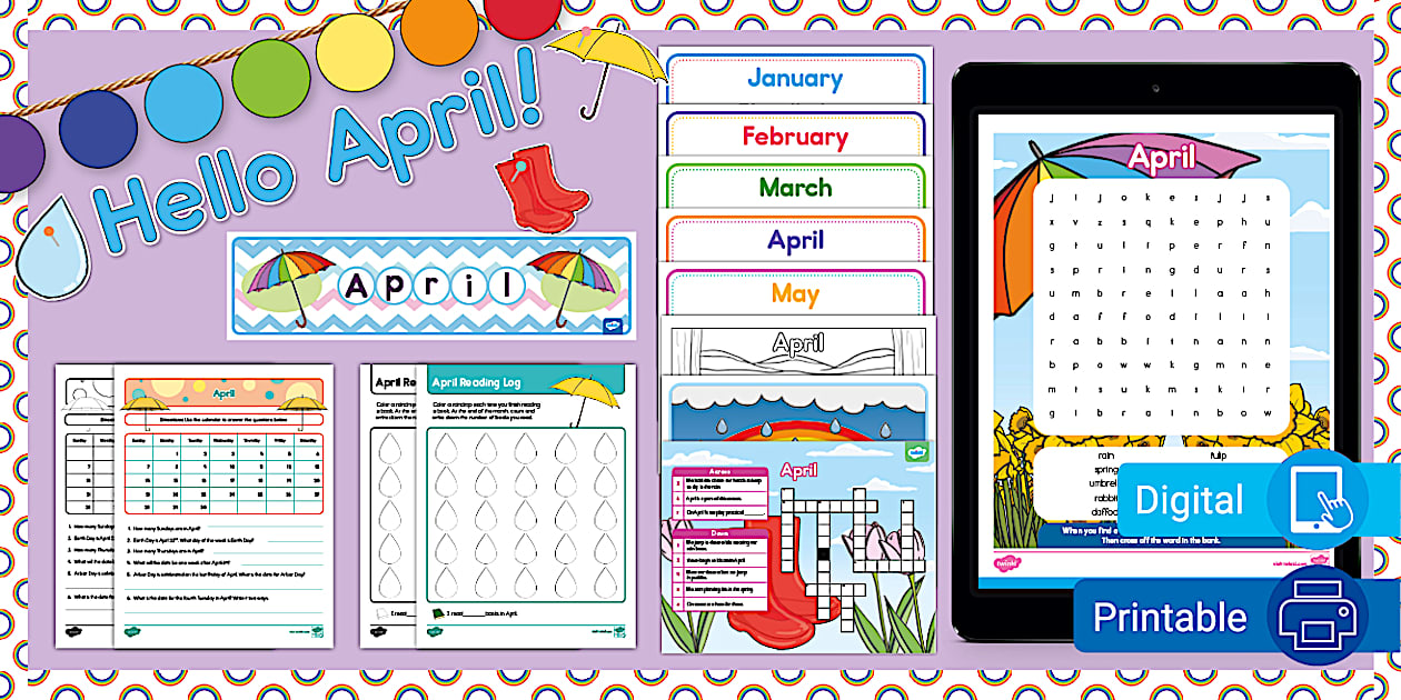 April Start of the Month Activity Pack for K-2nd Grade