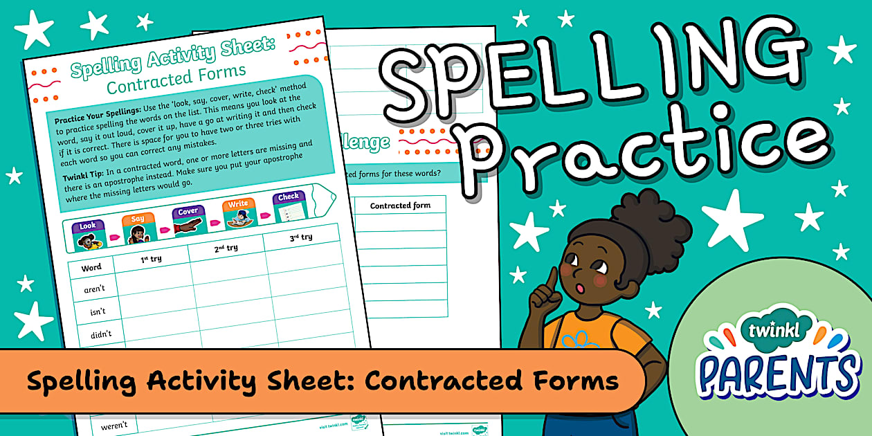 Spelling Activity Sheet: Contracted Forms of Words