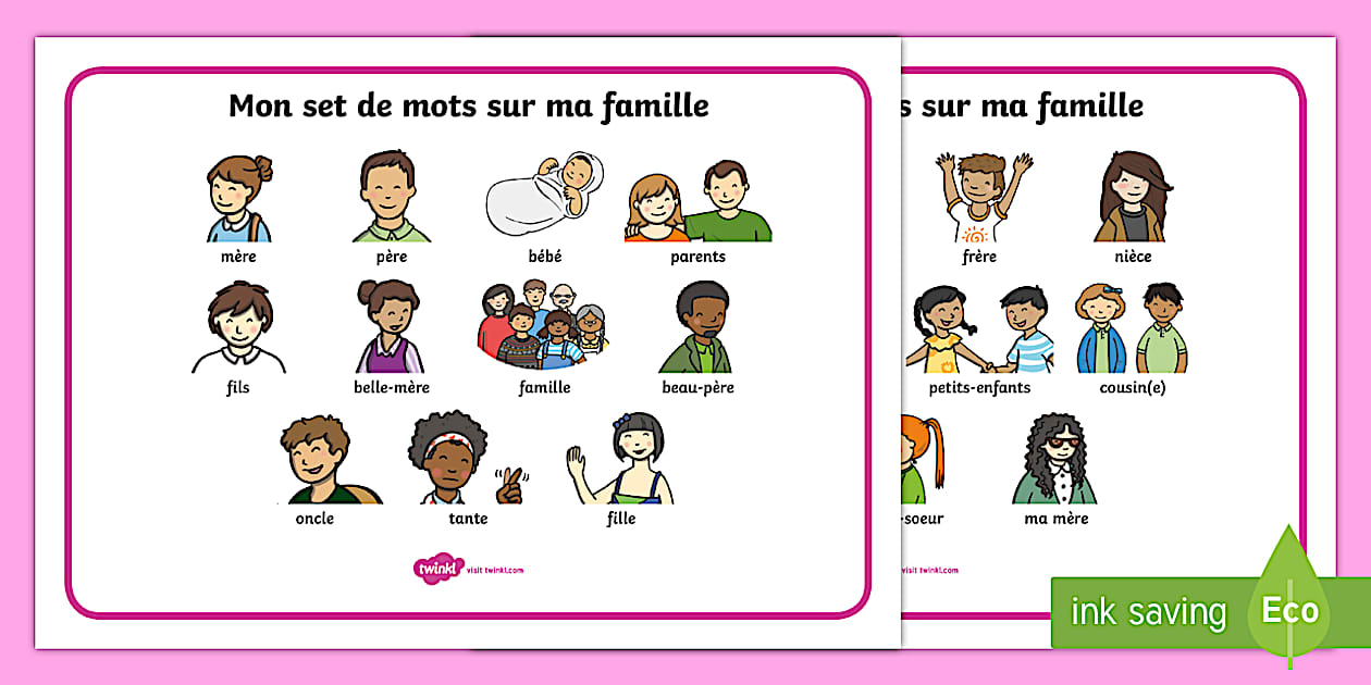 Mon set de mo ts sur ma famille français (teacher made)