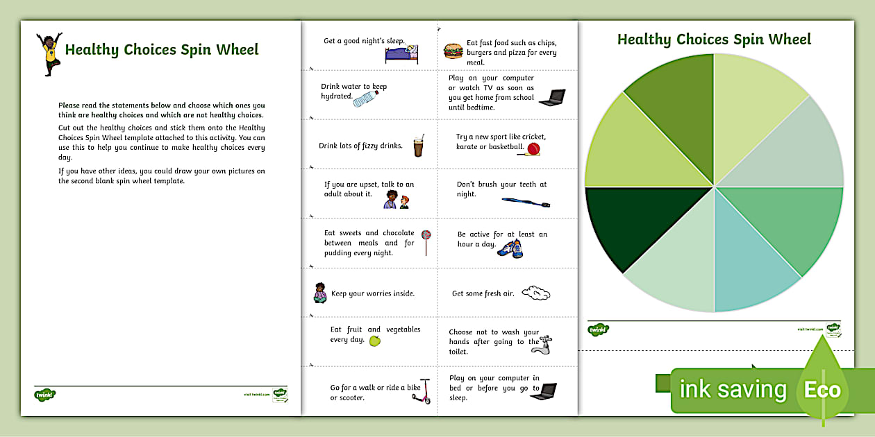 Healthy Choices Spin Wheel KS1 (teacher made) - Twinkl