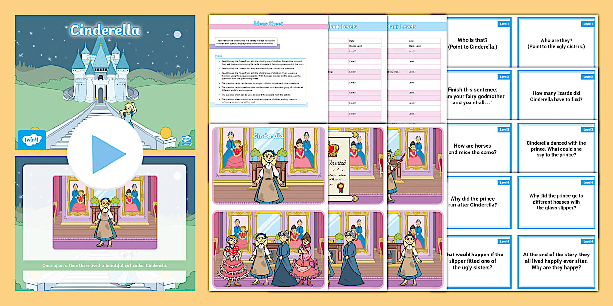 Cinderella with Blanks Levels Questions (teacher made)