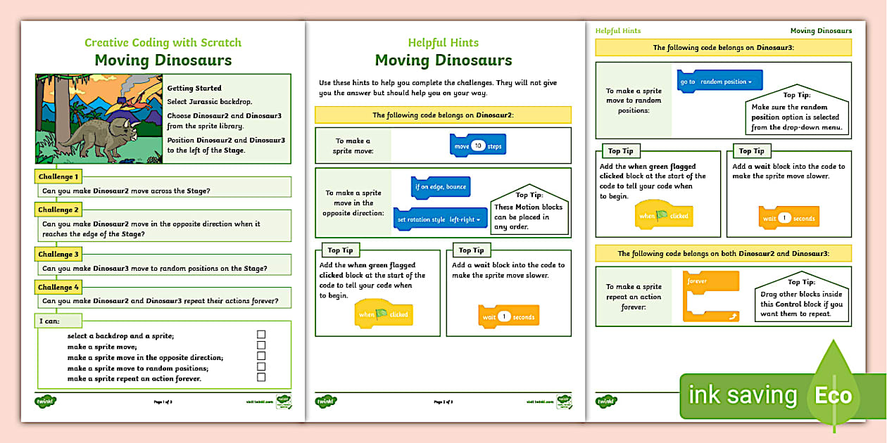 Ks1 Dinovember Creative Coding With Scratch Twinkl Coding