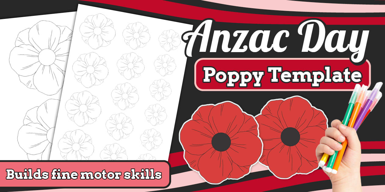 Anzac Day Poppy Template