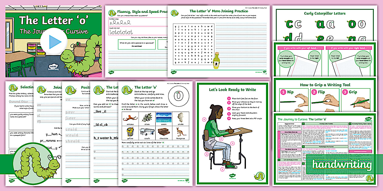 Cursive Letter 'O' Handwriting Practice - KS1 - Twinkl