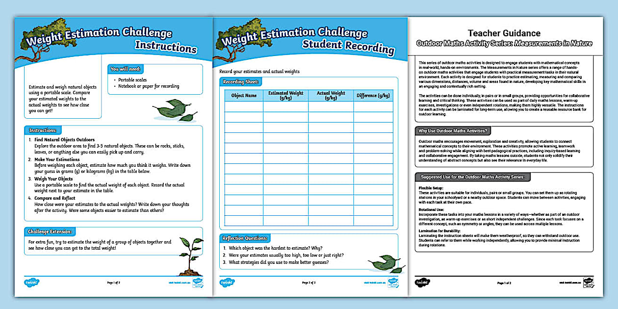 Outdoor Maths: Weight Estimation Challenge (Teacher-Made)