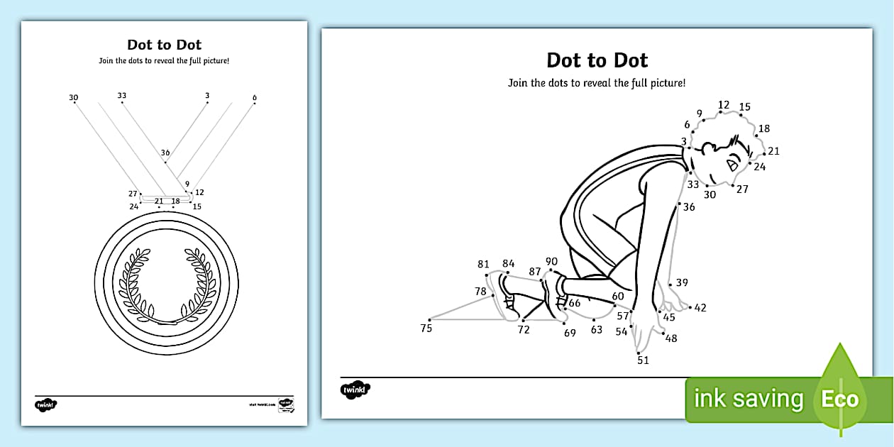 KS1 Commonwealth Games Counting in 3s Dot-to-Dot Worksheets