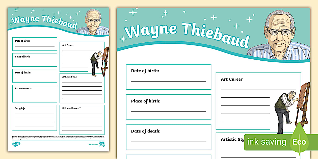 Wayne Thiebaud Fact File (Teacher-Made) - Twinkl