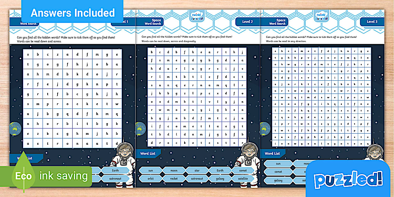 Space Word Search Puzzle Pack - Twinkl Puzzled - kids