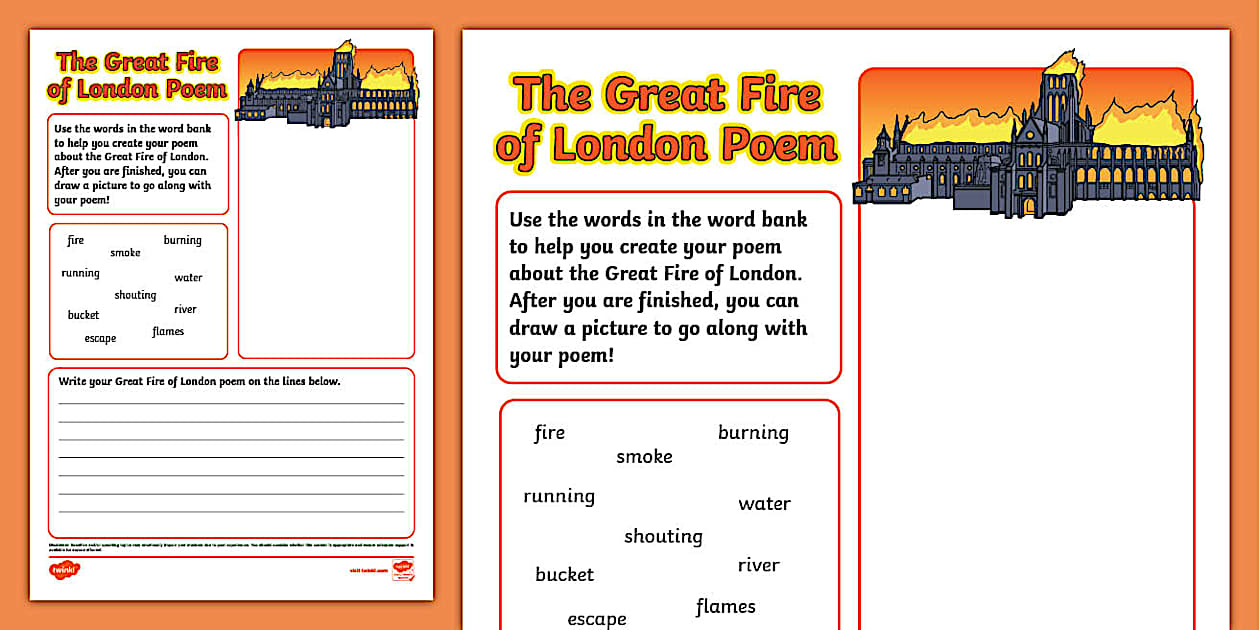 The Great Fire of London Poem Writing Template - Twinkl
