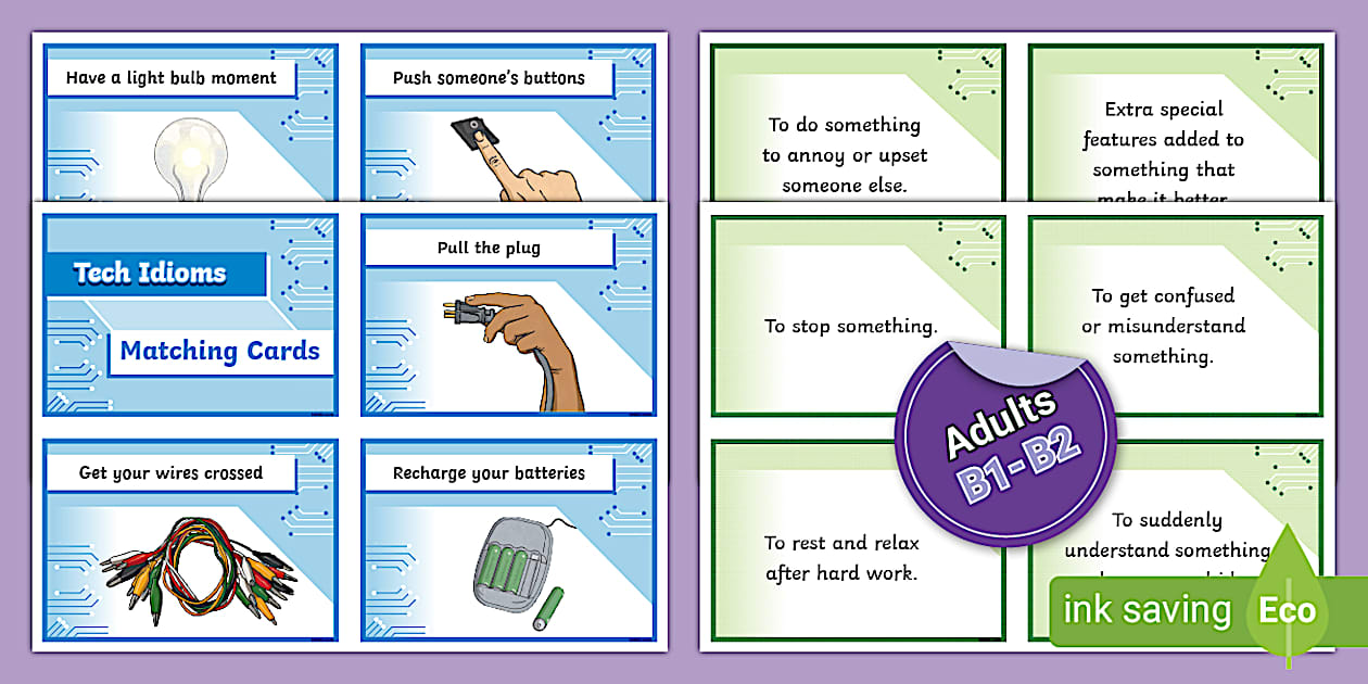 ESL Tech Idioms Matching Cards [Adults, B1-B2] - Twinkl