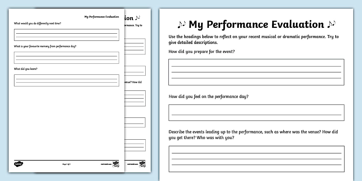 👉 KS2 Performance Evaluation Activity - Music - Twinkl