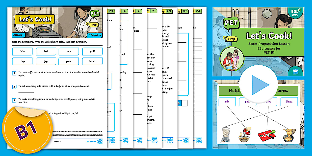 B1 PET Prep Lesson - Let's Cook! (teacher made) - Twinkl