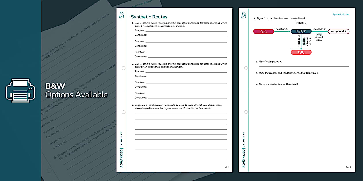 AS Level Chemistry Synthetic Routes Worksheet - Twinkl