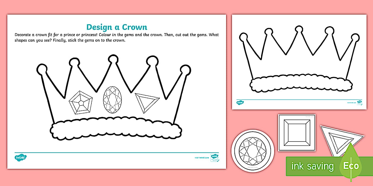 Design a Crown 2D Shape Cutting Skills Worksheet | Kindergarten