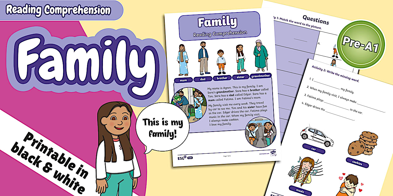 ESL for Beginners - Reading Comprehension: Family {Pre-A1}
