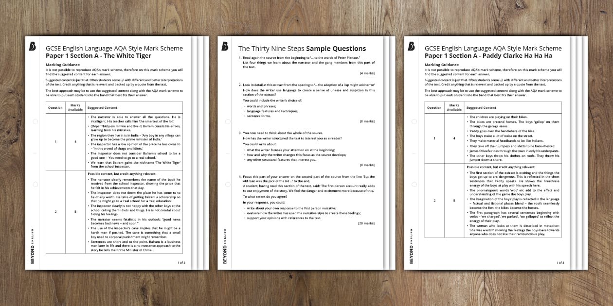 AQA Language Paper 1 Questions 1 - 4: Exam Practise Bundle 3