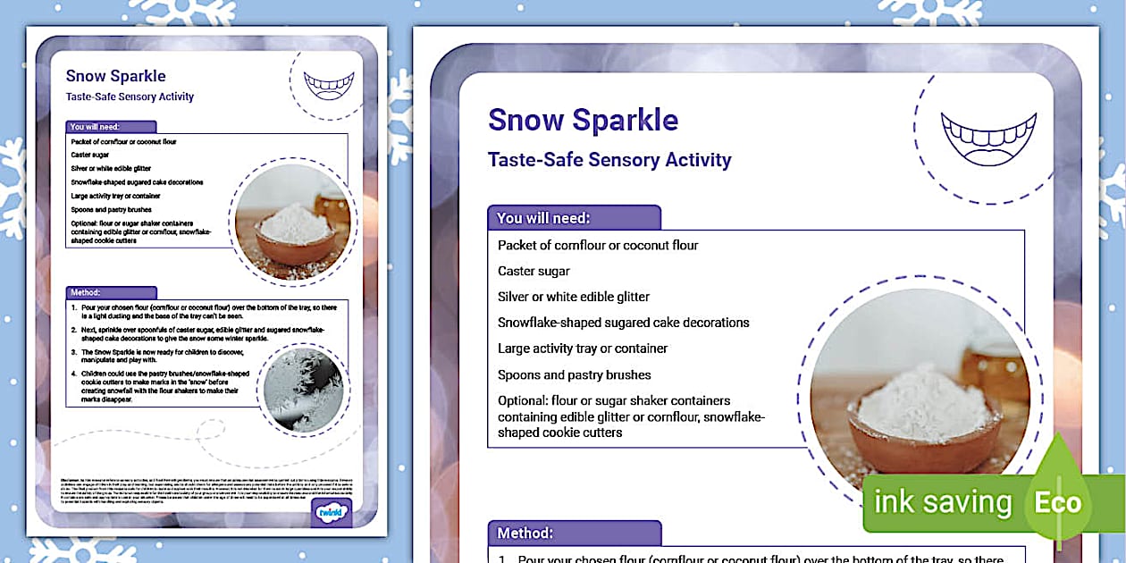 Taste-Safe Edible Snow Recipe - Snow Sparkle Sensory Recipe