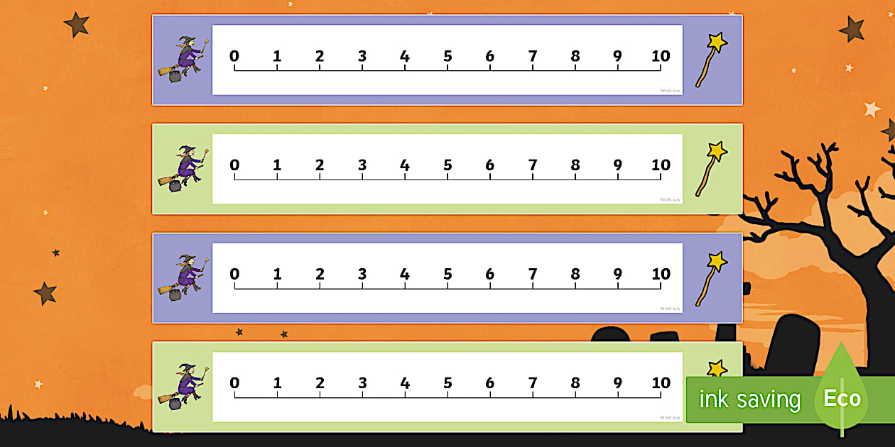 Witch and Animals Number Lines 0-10 (Hecho por educadores)