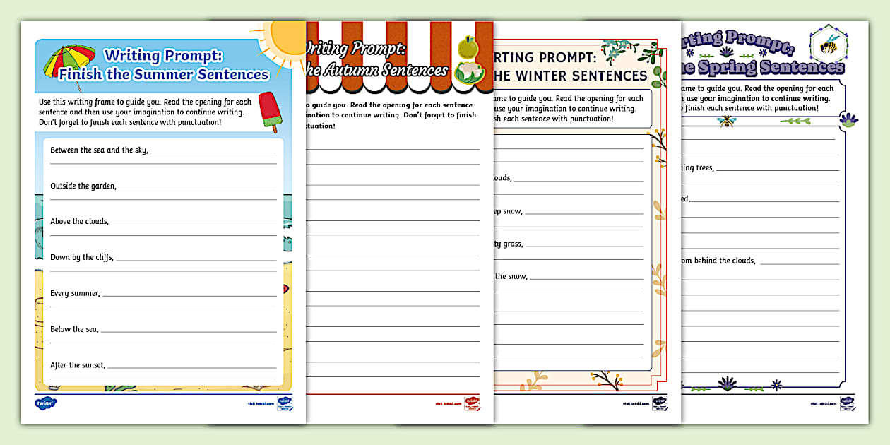 Writing Prompt Pack: Finish the Seasons Sentences - Twinkl
