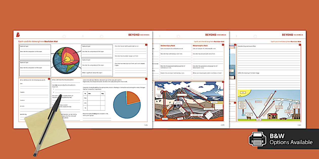 KS3 Earth and the Atmosphere Revision Mat higher - Twinkl