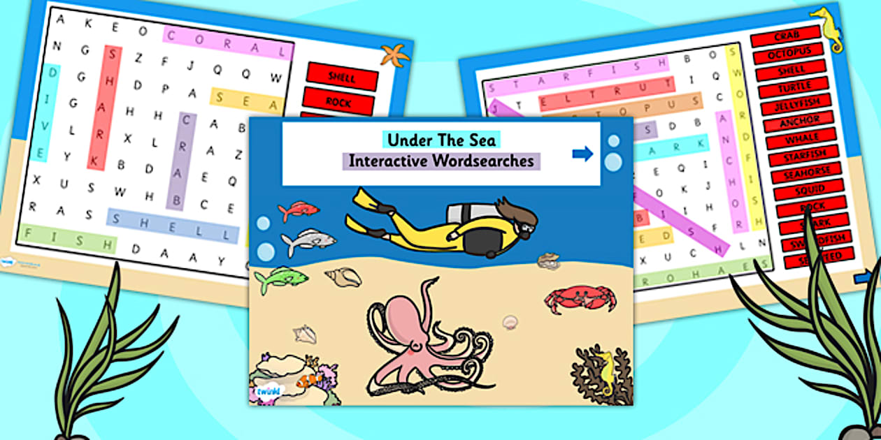 Under the Sea Differentiated Interactive Wordsearch - word search