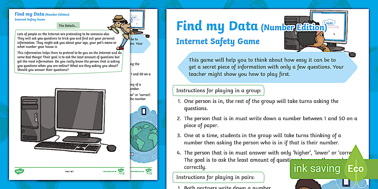 Find my Data (Number Edition) Internet Safety Game F-2