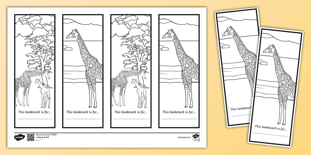 Printable Giraffe Bookmarks to Colour | Primary Resources
