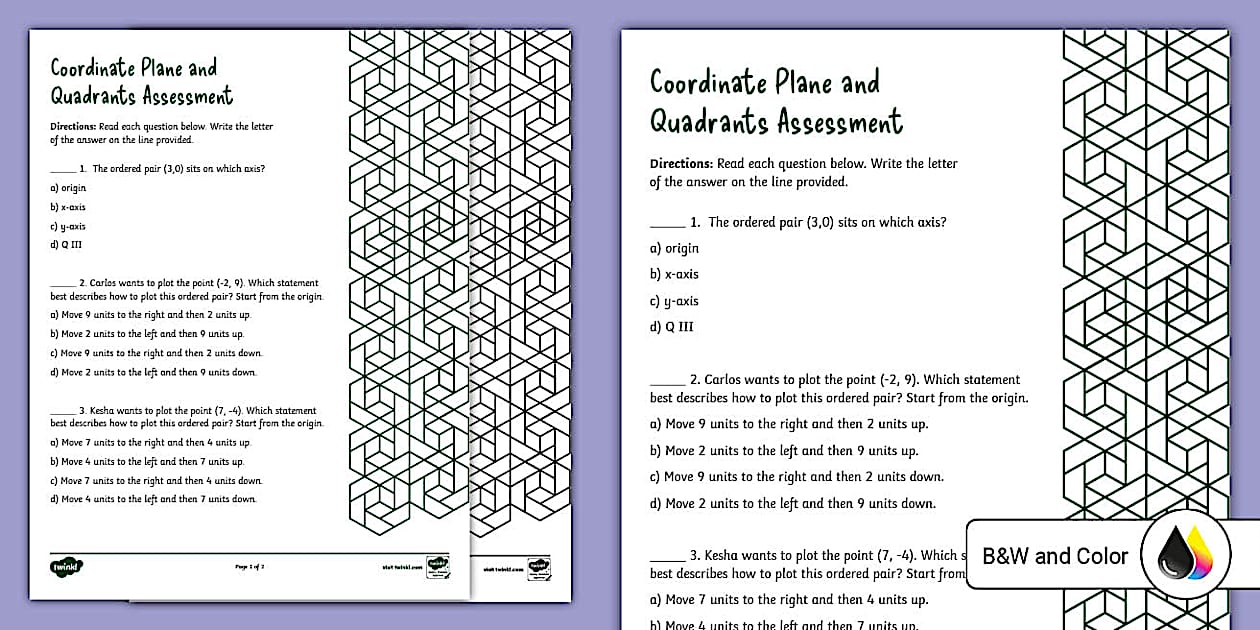 Coordinate Plane 6th Grade Worksheet | Math Resource
