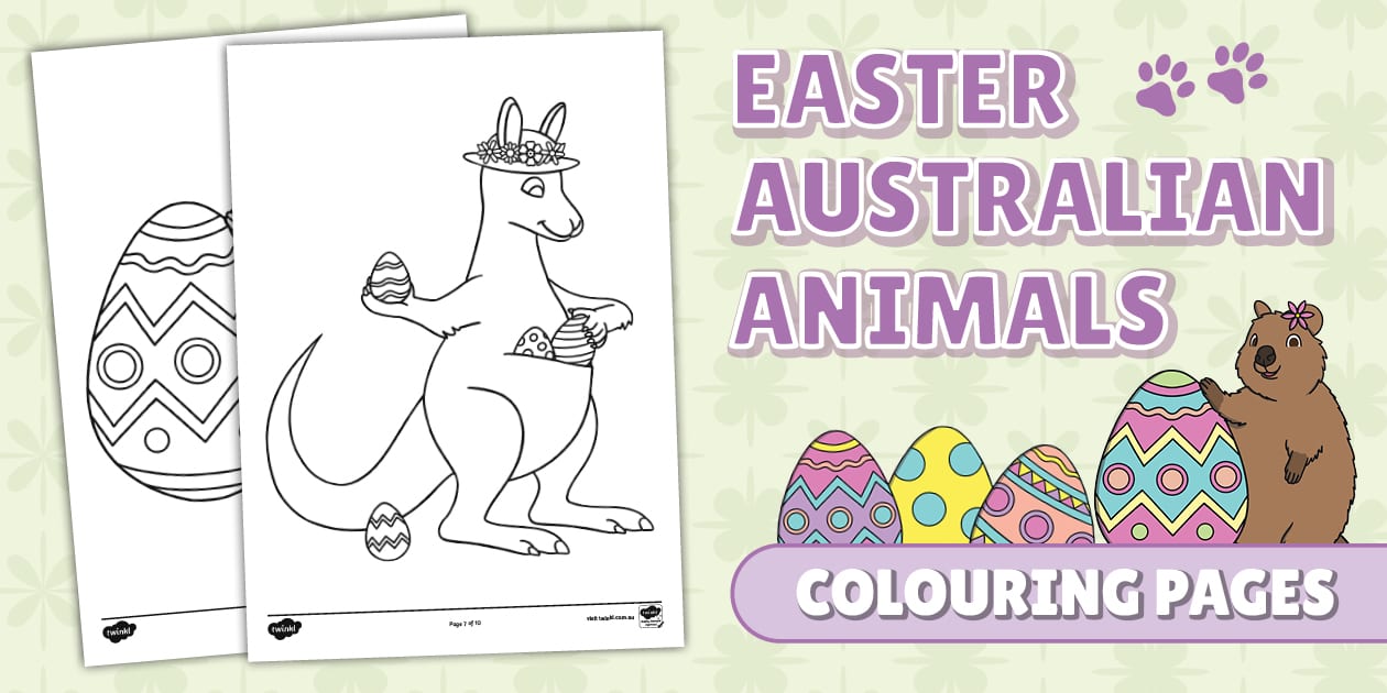 Easter Australian Animals Colouring Pages