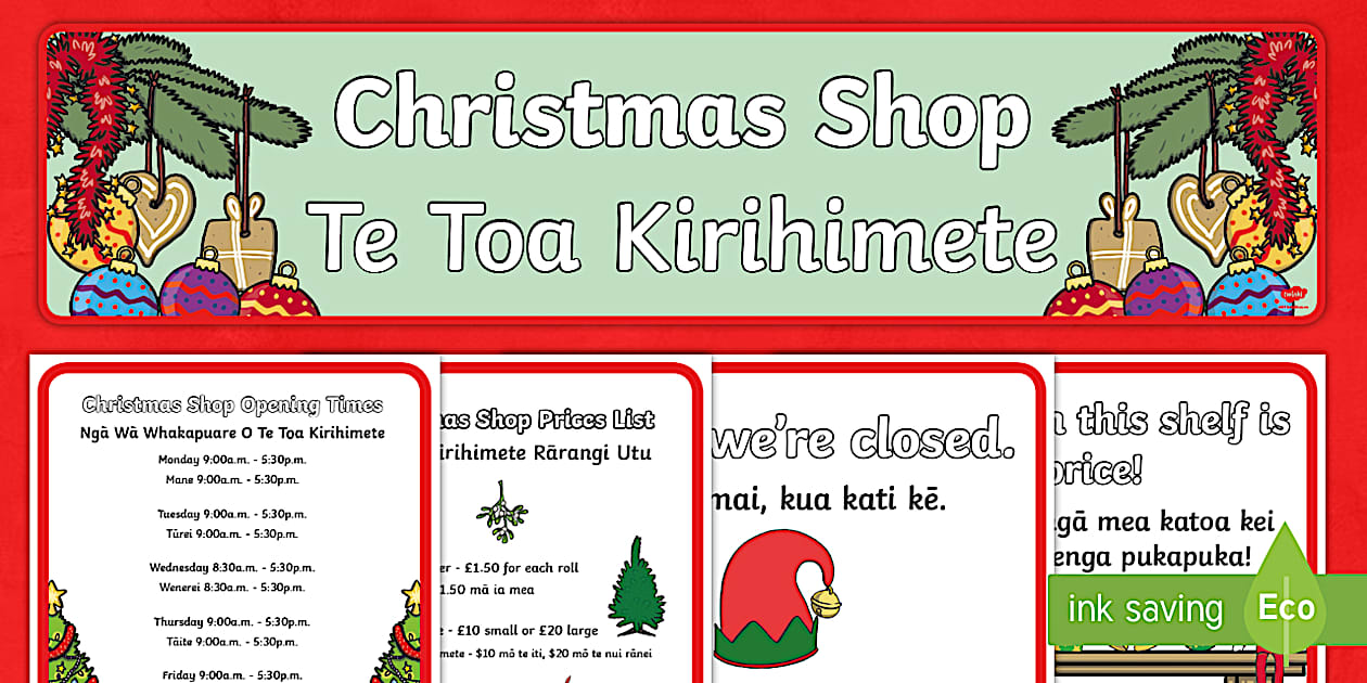Christmas Shop Role-Play Pack English/Te Reo Māori